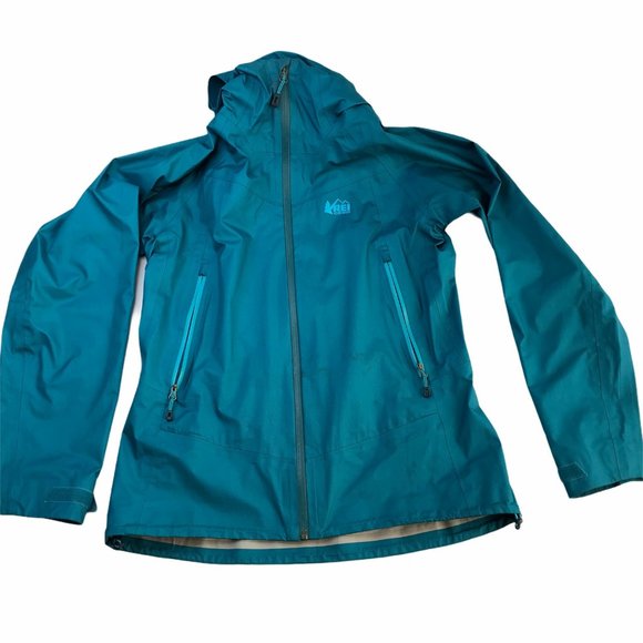 REI | Jackets & Coats | Rei Rain Jacket Coat Metallic Teal Green Womens ...